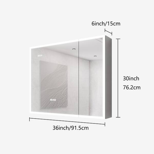 36x30 Medicine Cabinet with LED Light Wall Mount Bathroom Storage ...