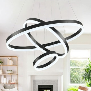 3-Rings Chandelier Modern LED Chandelier Black,Tiered 6 Ring LED Light ...
