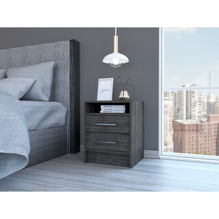 Nordic Large Capacity Bedside Table 2-storey Storage Desk with Open ...