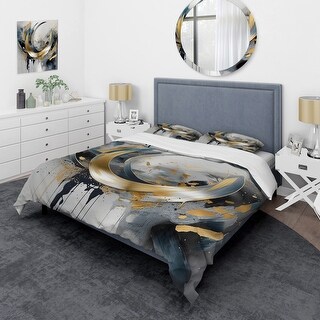 Designart "Soft Colors Marble Abstract IV" Gold Modern - Bed Cover Set ...
