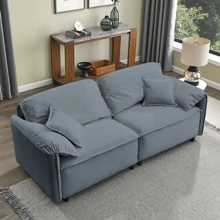 Light Blue Chesterfield Loveseat Sofa Couch for Living Room Velvet ...