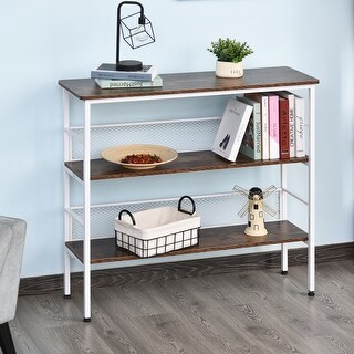HomCom 3-Tier Industrial Style Storage Metal Wooden Shelf with a Robust ...