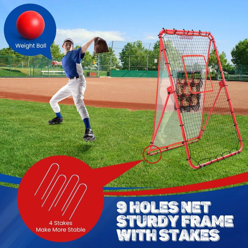 Baseball Pitching Target and Rebounder Net - 2-in-1 Switch Hitter Pitch ...