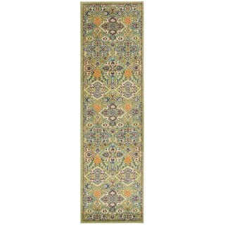 HomeRoots8' Green Floral Power Loom Runner Rug - 8' Runner - Bed Bath ...