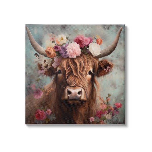 Stupell Detailed Floral Highland Cow Canvas Wall Art Design by Irena Orlov - Bed Bath & Beyond ...