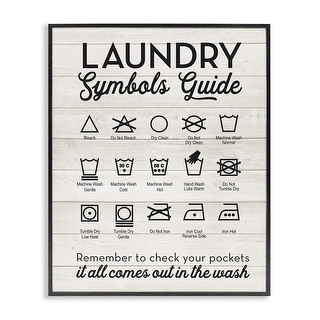 Stupell Laundry Symbols Guide Typography Framed Giclee Texturized Art ...