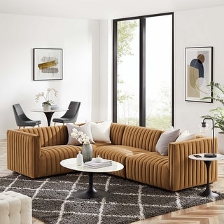 Conjure Channel Tufted Performance Velvet 4-Piece Sectional - Bed Bath ...