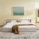 King Upholstered Bed Frame with Plush Chenille Fabric & Solid Headboard ...