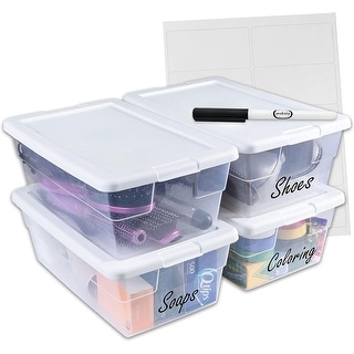 Sterilite 6 Quart Stackable Lightweight Plastic Storage Bins - Bed Bath ...