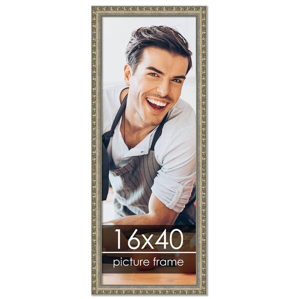 16x40 Frame Silver Ornate Antique Solid Complete Wood Panoramic Frame ...