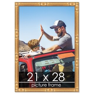 21x28 Frame Gold Bamboo Solid Wood Picture Frame with UV Acrylic, Foam ...