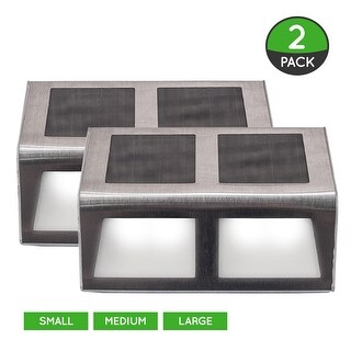 Solar Stainless Steel Step Perimeter Lighting (2 Pack) - 3 Sizes - Bed ...
