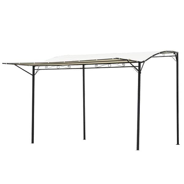 Outsunny 10 x 8ft Patio Metal Pergola with Extendable Side Awning Grill ...