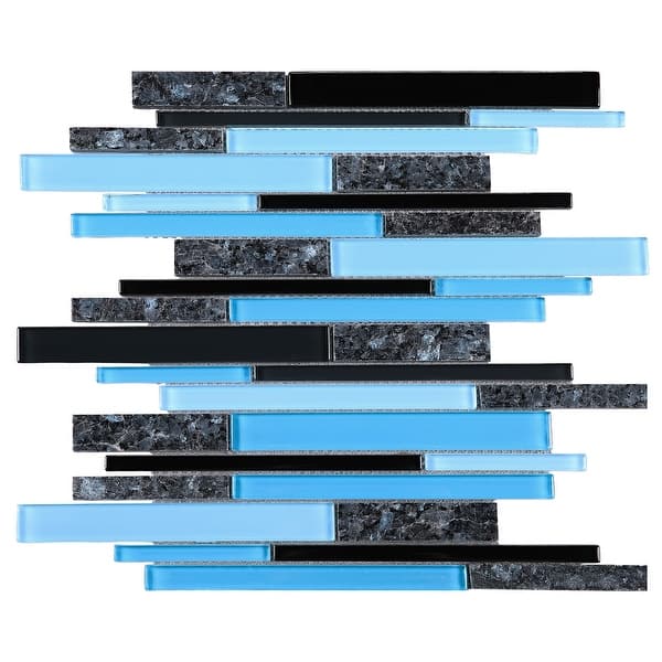 TileGen. Slender Random Sized Mixed Material Tile in Blue/Grey Wall ...