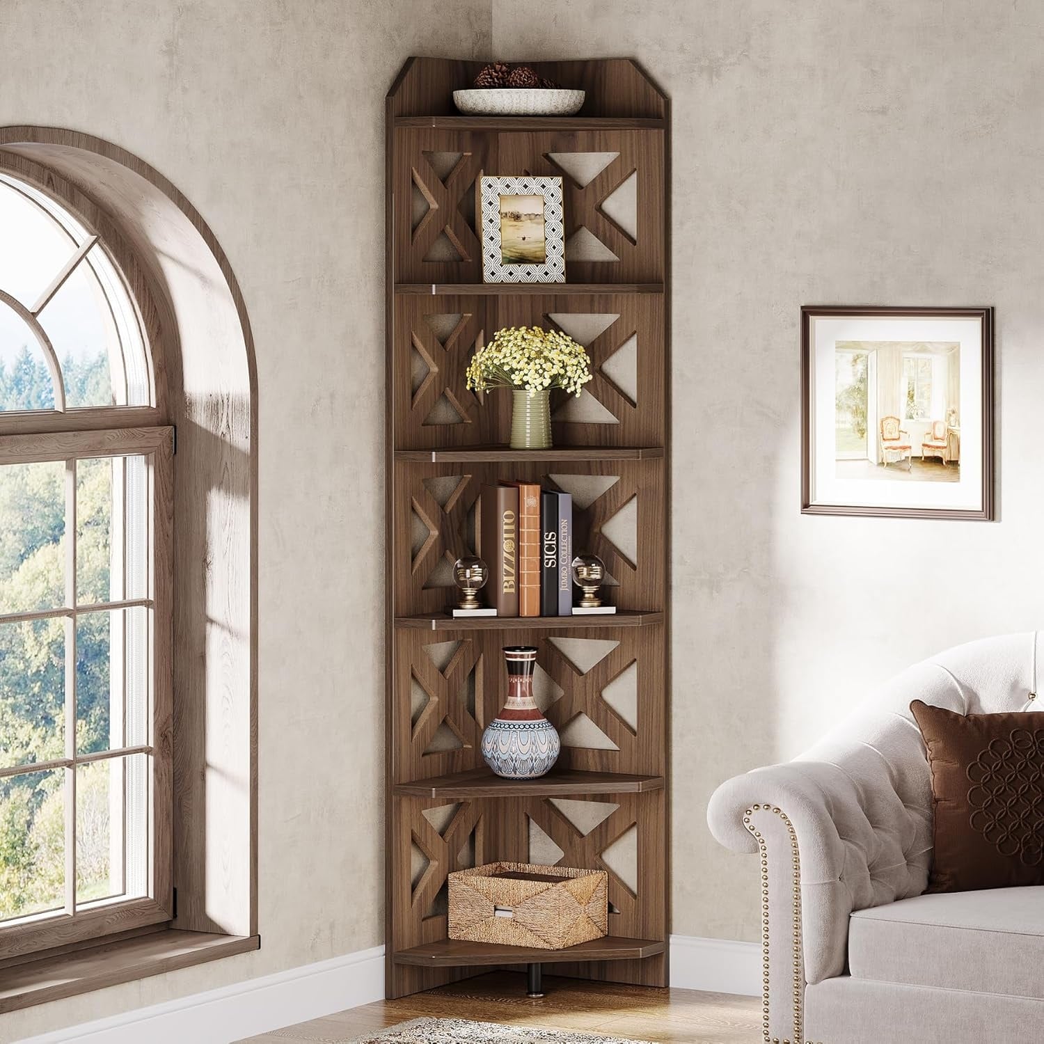 Wood corner bookcase store
