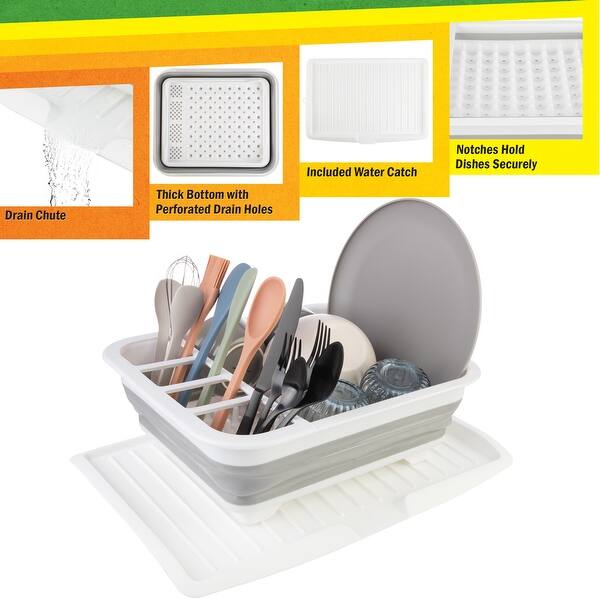 Collapsible Drying Rack - Dish Rack with Utensil Holder and Tray - Camp ...