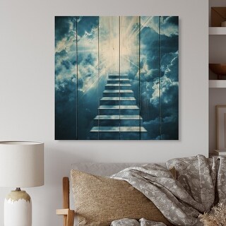Designart 'Regilious Surreal Stairs To Heaven' Traditional Wood Wall ...