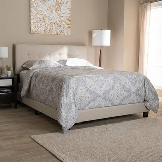 King Size Fabric Tufted Bed Light Beige - Bed Bath & Beyond - 37456769