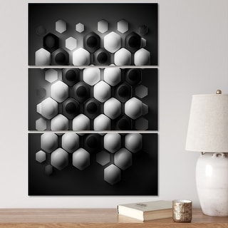 Designart "Abstract Geomtric Black And White III" Modern Geometric ...