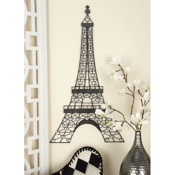 Black Metal 3D Wire Eiffel Tower Home Wall Decor with Crystal ...