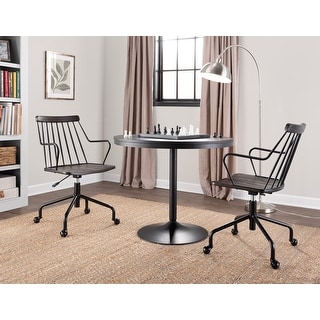 Spindle-Back Design Office Chair with Swivel and Armrest, Brown - Bed ...