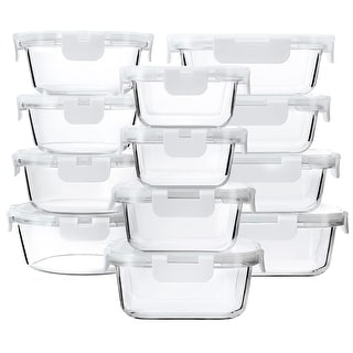 24-Piece Glass Food Storage Containers with Upgraded Snap Locking Lids ...