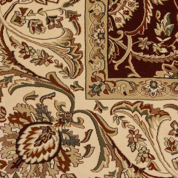 Gertmenian Majestic Croft Traditional Deep Red Floral Border Area Rug ...