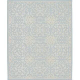 HomeRoots 8' X 10' Light Blue Floral Power Loom Area Rug - 8' x 10 ...