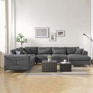 Large Sectional Sofa with Tufted Pattern on Outer Armrest and Back ...