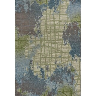 3' x 5' Green or Blue Abstract Watercolor Area Rug - 3'6" Round - Bed ...