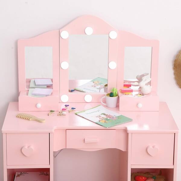 2 in 1 Vanity Table Wooden Princess Makeup Desk - On Sale - Bed Bath ...