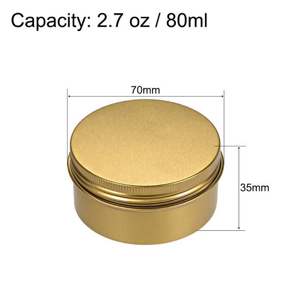 2.7oz Round Aluminum Cans Tin Screw Top Metal Lid Containers Gold Tone ...