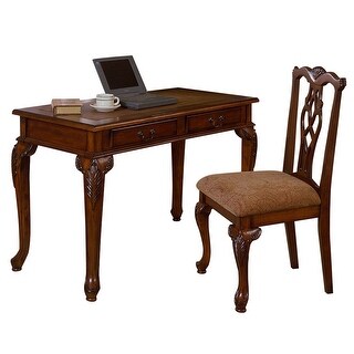 Classic Dark Walnut Office and Home Two Piece Desk Set - Bed Bath ...