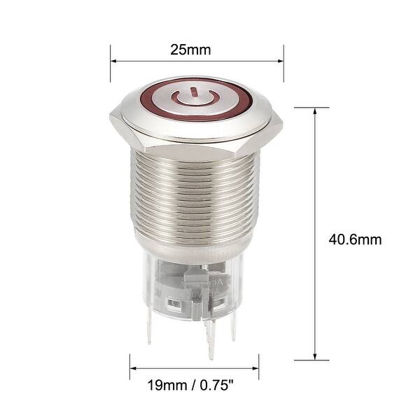 Latching Metal Push Button Switch 19mm Mounting 1NO 1NC 24V LED Light ...