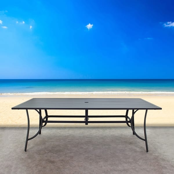 Courtyard Casual Santa Fe 84" x 42" Rectangle Slat Top Aluminum Dining ...