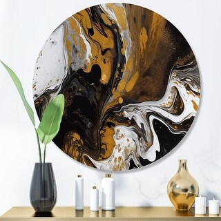 Designart "Gold Black Marbled Dreamscape I" Modern Geometric Metal ...