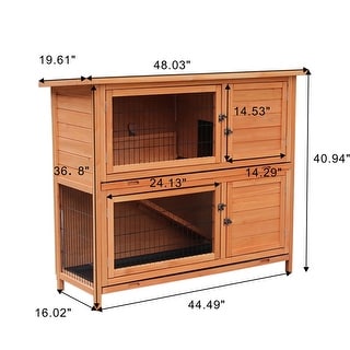 Double-deck Waterproof Wooden Small Animals Hutch with Openable roof ...