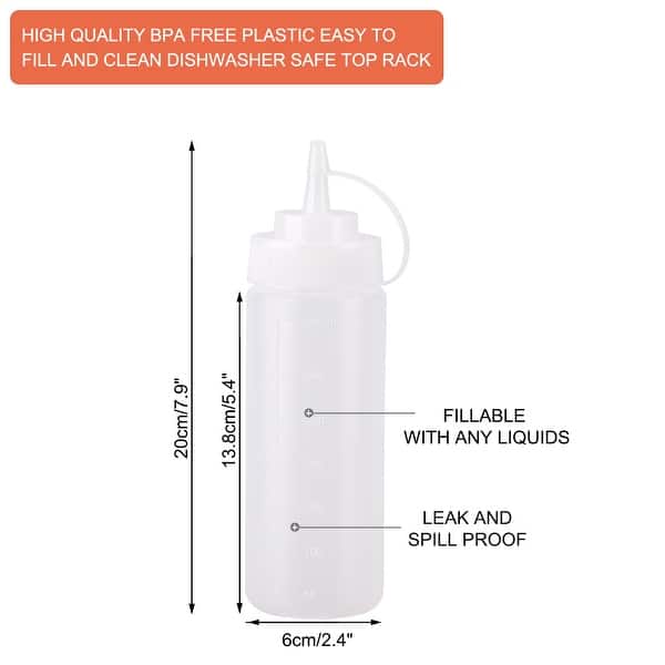 4pcs 12 Oz Plastic Condiment Squeeze Bottles Dispenser with Cap - Bed ...