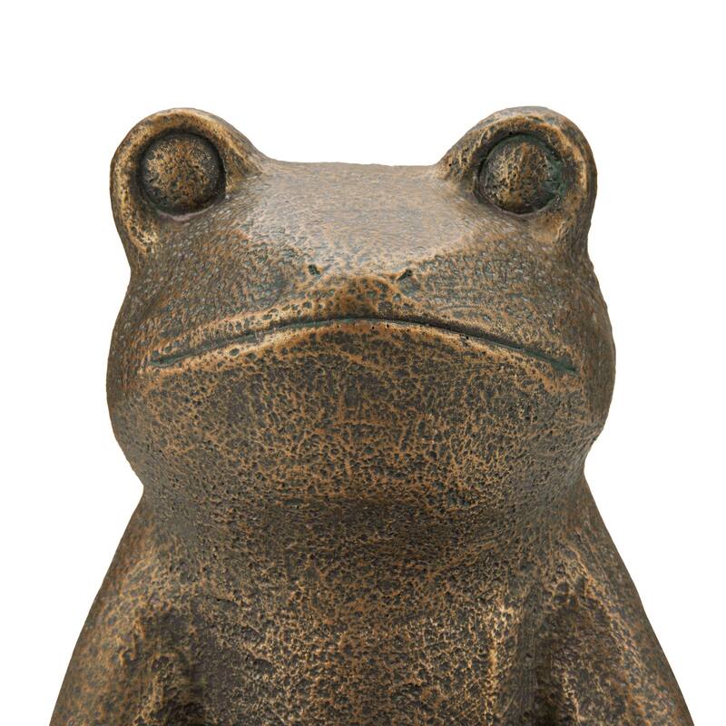 Glitzhome 12''H Resin Bronze Sitting Frog Statue Outdoor Garden ...
