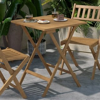 Acacia Wood Folding Patio Table, Natural - Bed Bath & Beyond - 38303631