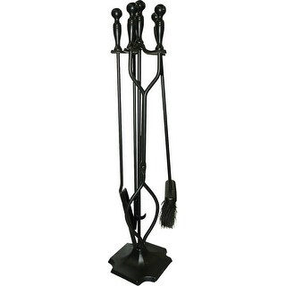 Steel 5 Piece Fireplace Tool Set, Black - Bed Bath & Beyond - 36796052