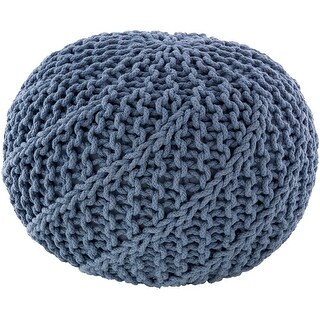 20" Solid Navy Blue Knitted Pattern Spherical Pouf Ottoman - Bed Bath ...