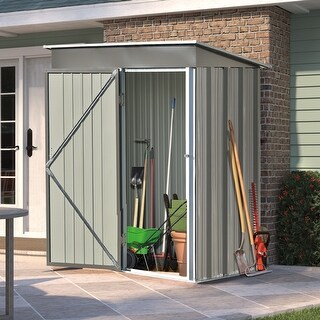 Waterproof Metal Tool Cabinet with Lockable Door Garden Lean-to Storage ...