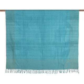 Novica Handmade Turquoise Glam Silk Throw Blanket - Bed Bath & Beyond ...
