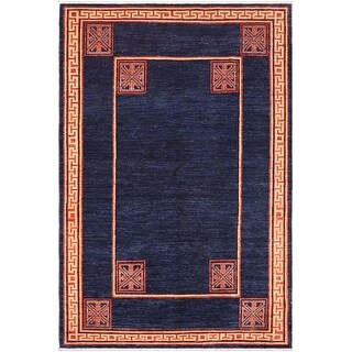 Modern Ziegler Chantell Blue Beige Hand-knotted Wool Rug - 5 ft. 7 in ...