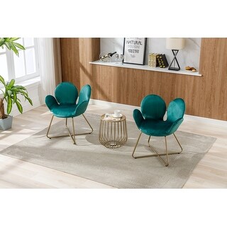 Modern Velvet Accent Chair Cute Upholstered Vanity Desk Chair w/ Metal ...