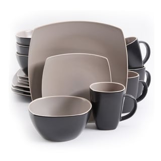 Gibson Soho Lounge Stoneware Dinnerware 16-Piece Set Matte Finish Taupe-Grey - Bed Bath & Beyond ...