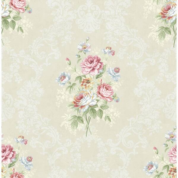 Seabrook Designs Inbal Floral Bouquet Damask Unpasted Wallpaper - On ...