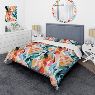 Designart "Multicolor Abstract Neutrality Wave I" Modern Bedding Cover ...