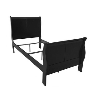 Wooden Full Size Sleigh Bed in Black Finish - Bed Bath & Beyond - 34830140